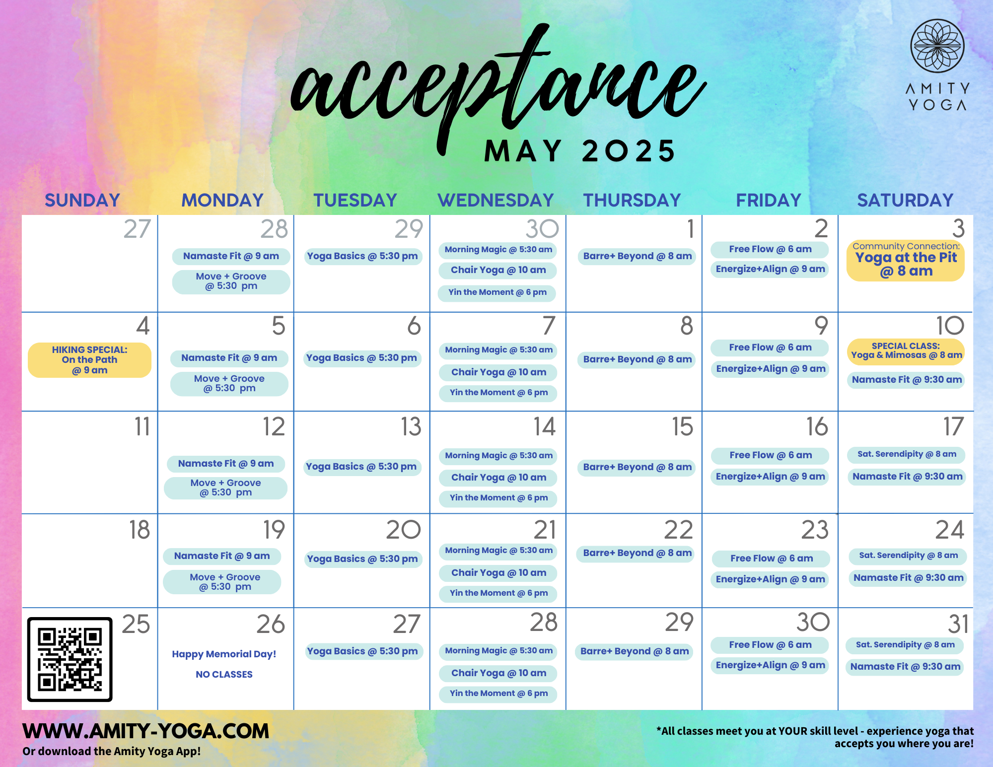 STUDIO SCHEDULE - Amity Yoga