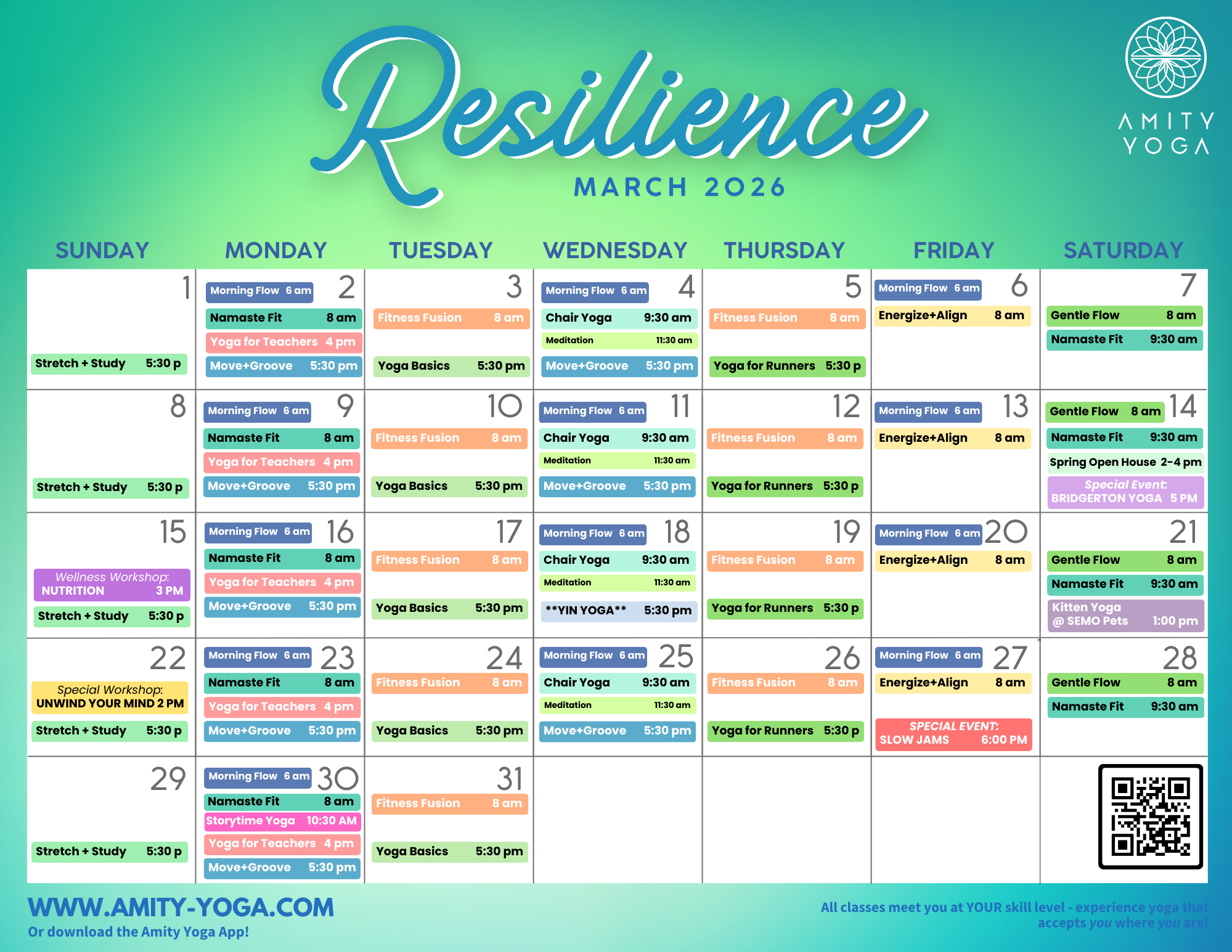 STUDIO SCHEDULE - Amity Yoga
